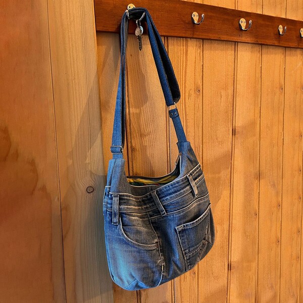 Handmade Denim Crossbody Purse, Casual Small Pouch of Shabby Jeans ...