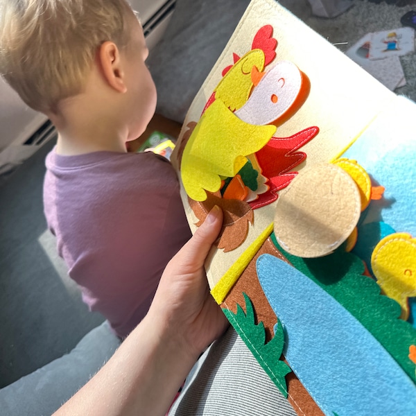 Mini Quiet Book for Toddler, Bear Quiet Book, Montessori Book Pretend ...