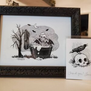 5x7 Giclée Art Print Pen and Ink Drawing of Cute Grim Reaper - Etsy