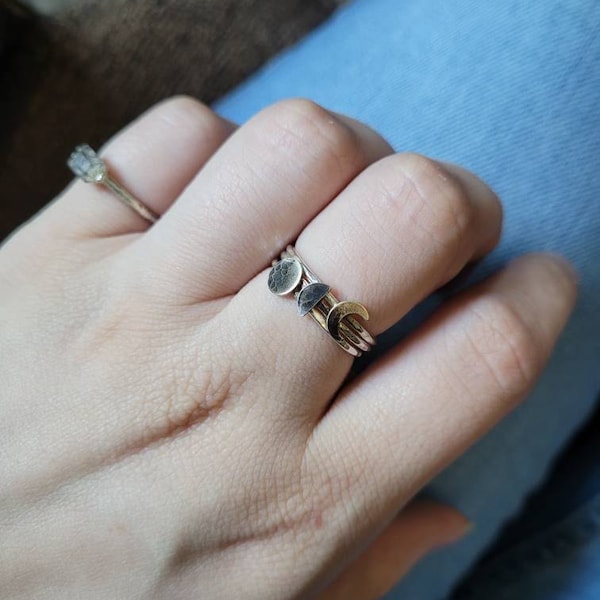 Moon Phase Stacking Ring Set - Sterling Silver - Etsy