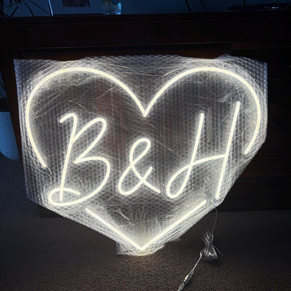 Custom Initials Heart Neon Wedding Sign, Sign Neon Wedding, Wedding ...