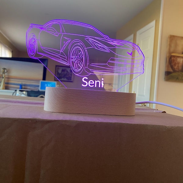 Custom Car Acrylic LED Lamp, Custom Car Lamp Gift, Car Lovers Lamp Gift ...