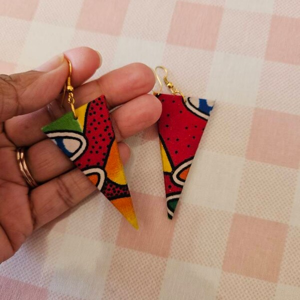 African Hoop Earrings, African Fabric Earrings, Afrocentric Earrings ...