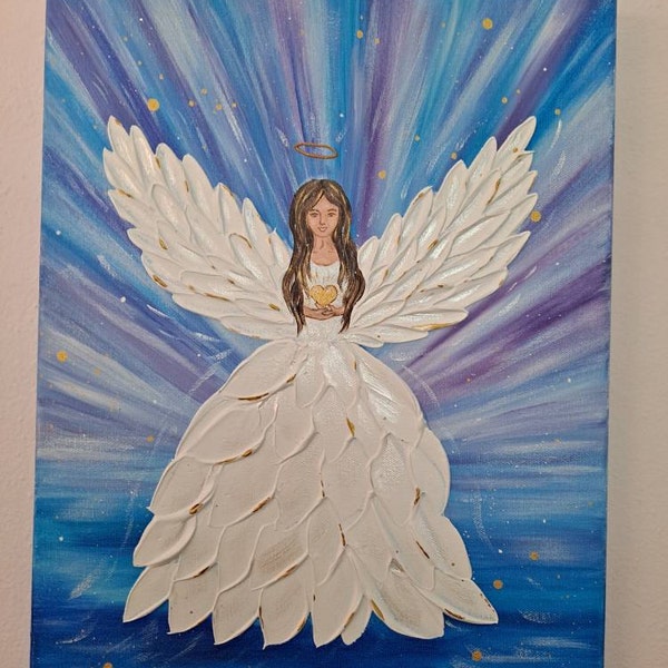 Angel Painting Angel Blessings White Angel Wings Wall Decor Angels on ...