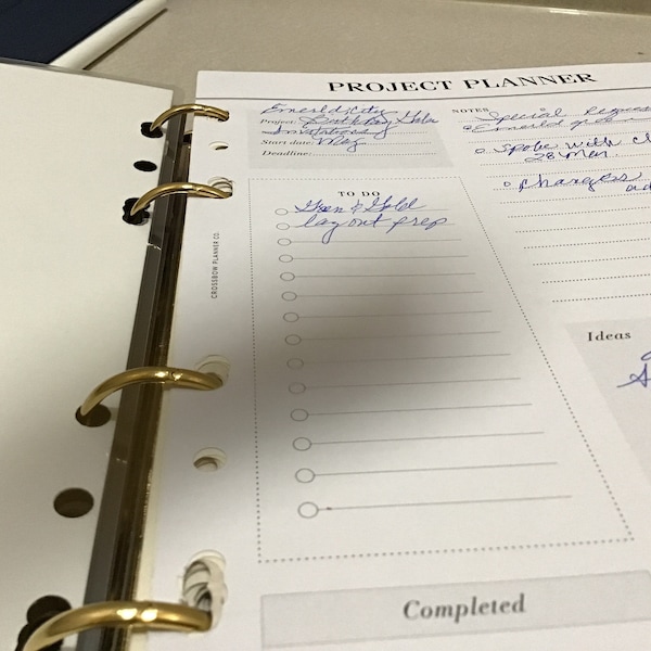 PRINTED Project Planner Pages A5 | Projects to Do List | Work Planner ...