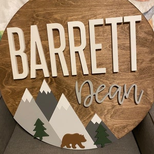 Custom Name Sign Round Baby Name Boy Nursery Sign Baby | Etsy