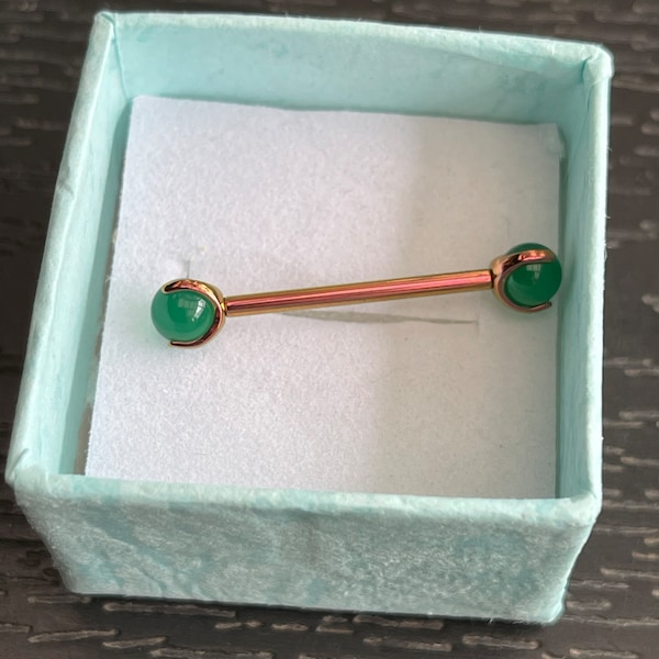 Real Jade 12g 14g Titanium Internally Threaded Claw Nipple Bar Rings ...