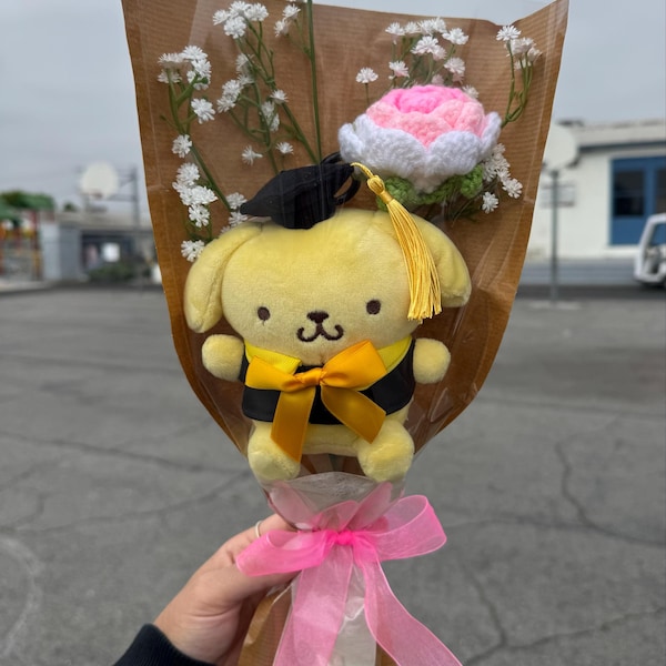 Sanrio Crochet Bouquet, Sanrio Heart Series, Crochet Flowers Bouquet, Sanrio Gift, Valentine's ...