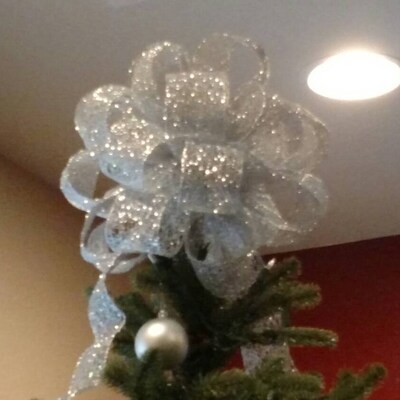 Extra Large Silver Tree Topper Bow Christmas Tree Topper Holiday Bow ...