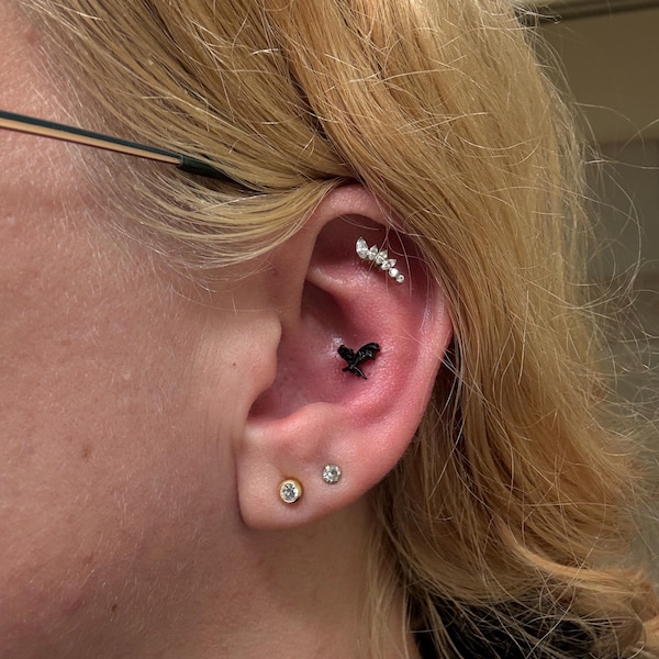 Bat Septum Ring, Nose Ring, Daith Ring, Hinged Clicker Hoop, 16ga 8mm ...