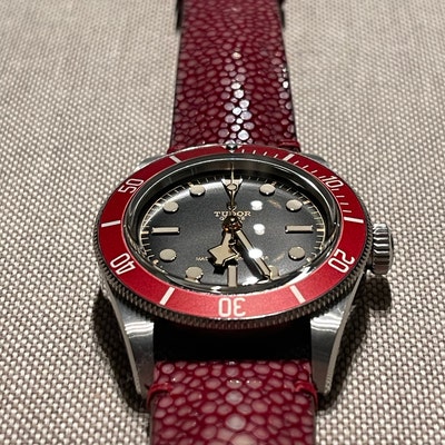 Shell Cordovan Leather Strap, Black Watch Band, Vintage Watch Band ...