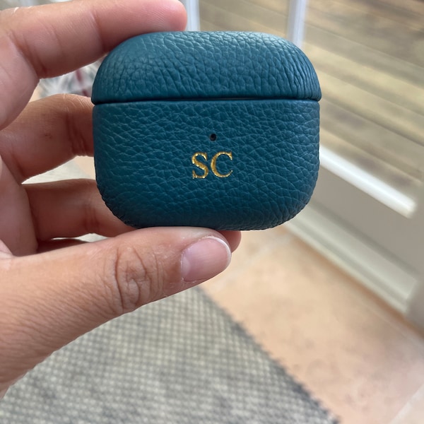 Customized Airpods Pro Case, Pebble Leather Airpods Case, Personalized ...