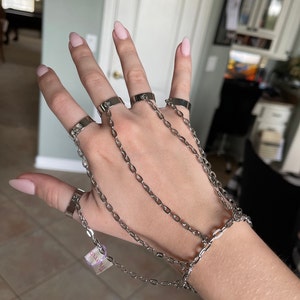 Handmade Five Finger Chain Rings Adjustable Cross Chain | Etsy