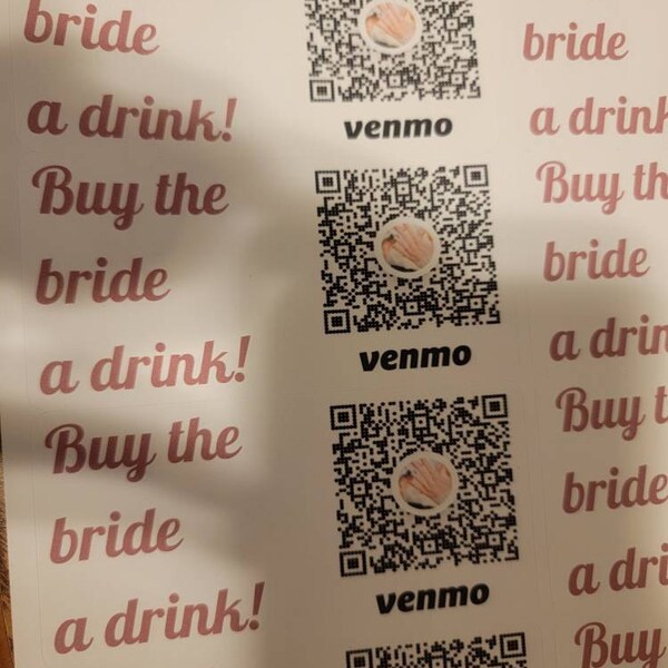 Venmo QR Code Stickers / Cash App QR Code for Bachelorette Party or ...