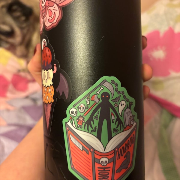 Horror Book Decal, Scary Book Club Sticker, Library Sticker, Reading ...