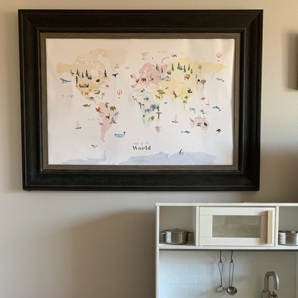 Colorful Animal World Map Printable | Nusery Art Print | Kids Room ...