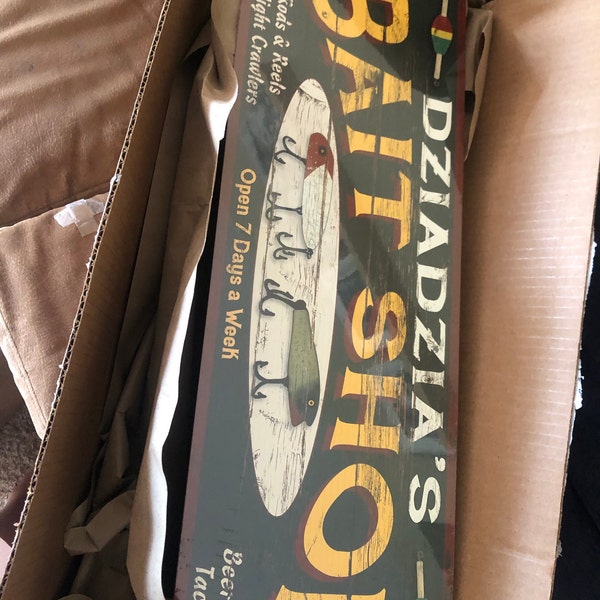 Personalized Bait Shop Sign Fishing Signs Decor Man Cave Decorations ...