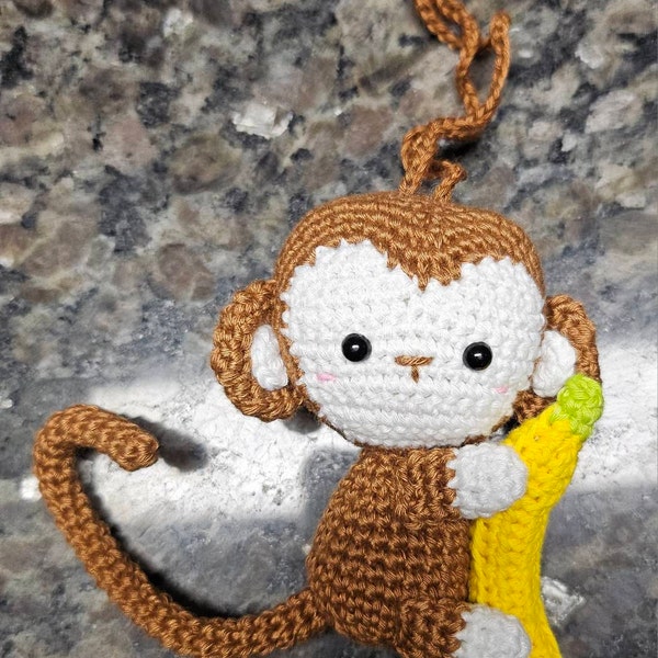 Monkey Hugging Banana, Cute Monkey, Crochet Monkey Keychain, Monkey ...