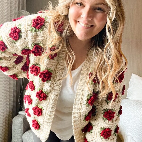 The Rose Cardigan Crochet Pattern (PDF ONLY) - Etsy