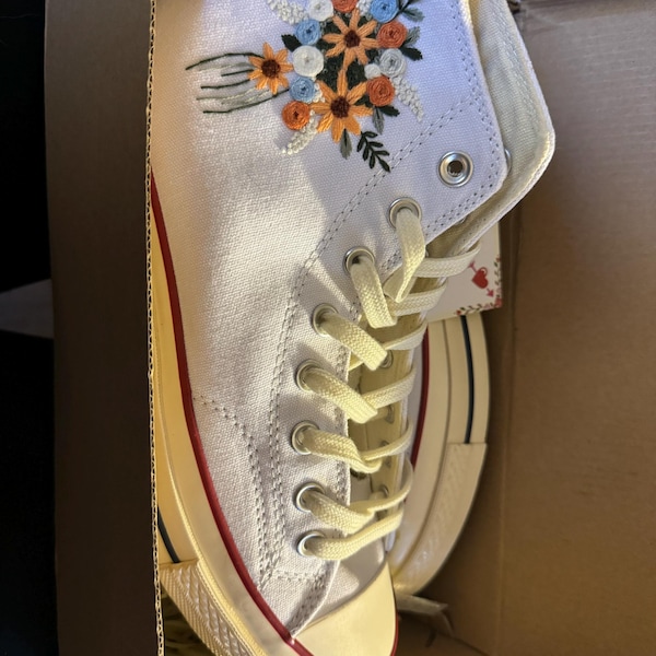 Embroidered Custom Converse High Tops Embroidered Butterfly and Flowers ...