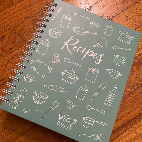 Blank Recipe Notebook Large Recipe Book Kitchen Utensils Recipe Journal ...