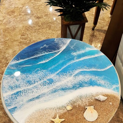 Side TABLE With OCEAN WAVES - Etsy