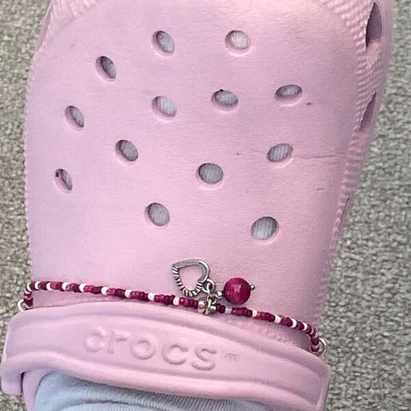Pink Hearts & Pearls Croclette /heart Croc Chain / Personalized Jewelry ...
