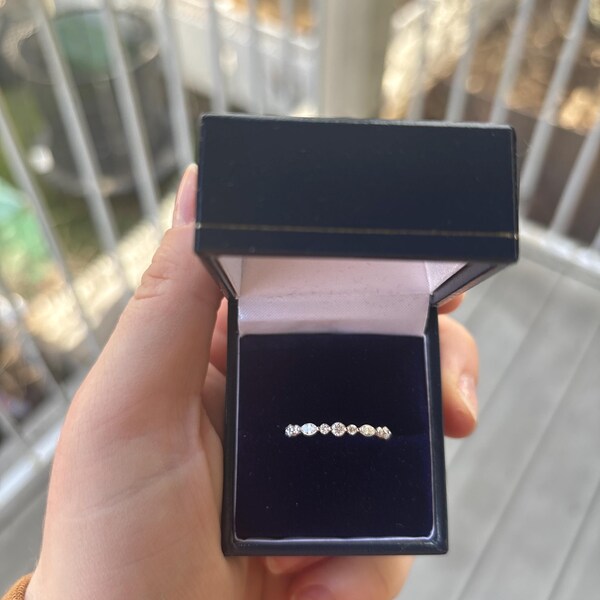 Custom Diamond Morse Code Ring Real Lab Grown Diamond Wedding Ring Baguette & Round Diamond ...