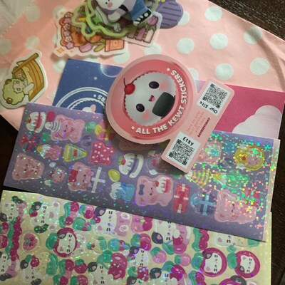 Cute Stickers, Clear Kawaii Stickers, Bunnies & Bears, Outline Stickers ...