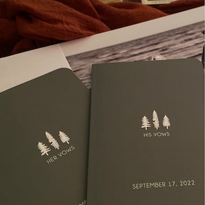 Rustic Wedding Vow Book Set. Set of 2 Custom Mountain Forest Vow Books ...