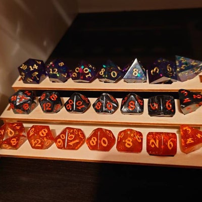 Dice Display Rack 7 Polyhedral Dice Sets Wooden Laser Cut PVA Required ...