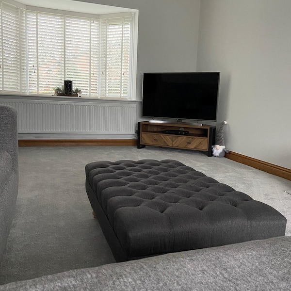 Handmade Thick Cushioned Square Chesterfield Footstool Footrest Coffee ...