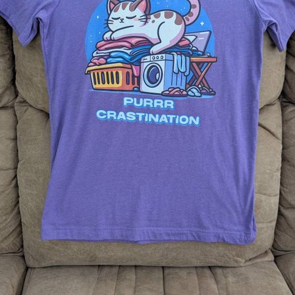 Procrastinating Cat Pun T-shirt -- a Lazy Cat Lofting on a Pile of ...
