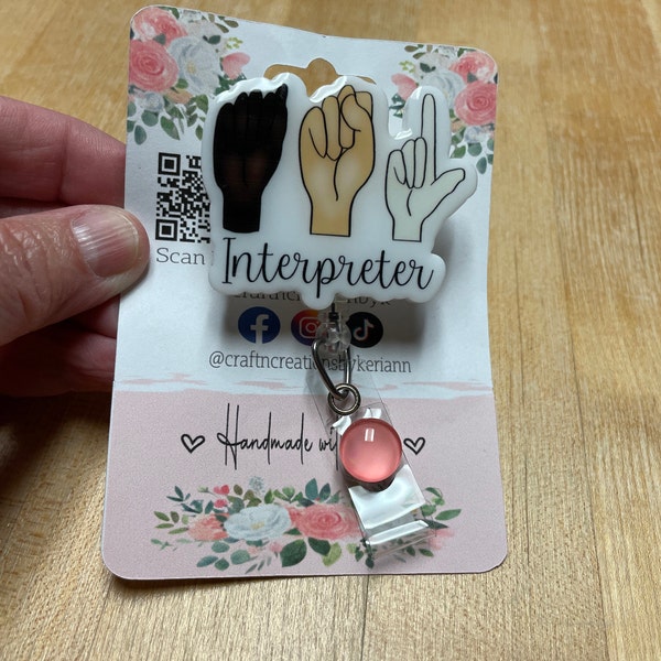 ASL Interpreter Badge Reel, ASL, American Sign Language Badge Reel ...