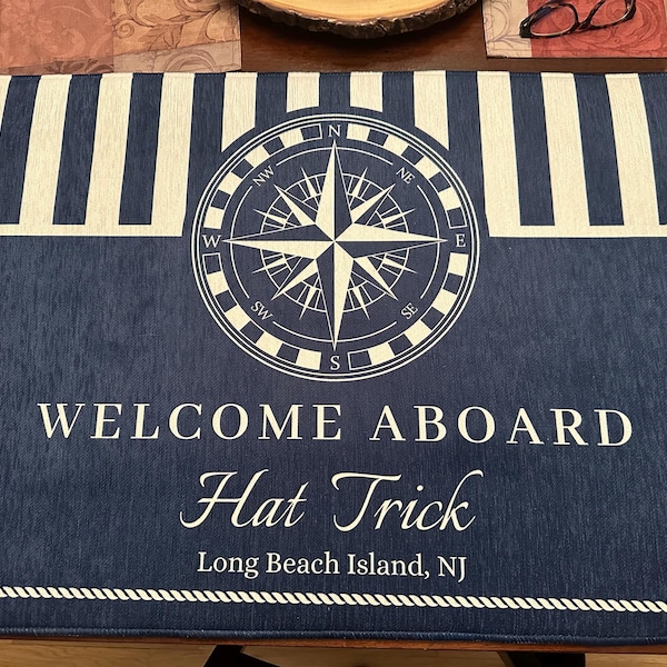Custom Luxury Design Vertical Boat Mat, Boat Name Mat, Nautical Custom ...