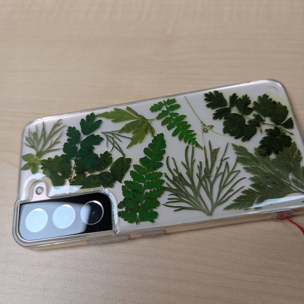 Pressed Flower Dried Leaf Fern Plant Phone Case, iPhone 16 Pro Max 15 ...