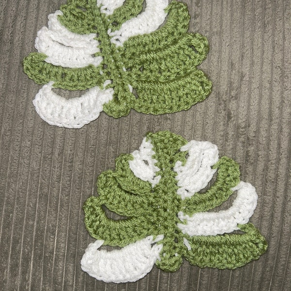 Monstera Leaf Crochet Pattern and Video Link + Terra Cotta Pot (PDF and ...