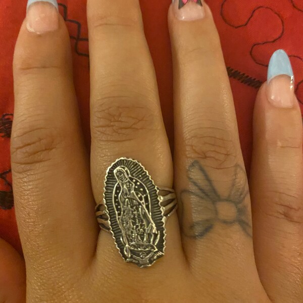Our Lady Guadalupe Ring, Sterling Silver Large Woman Ring, Sterling ...