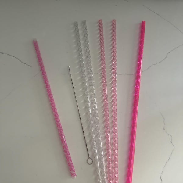 12 40oz Replacement Reusable Straw Rose Light Pink Shiny Crystal Sb ...