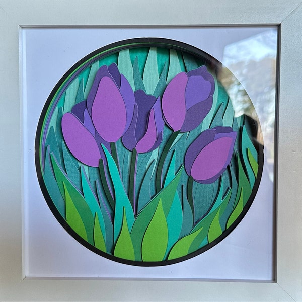 Spring Tulip Flowers 3D Shadow Box SVG: Layered Laser Cut Files - Etsy