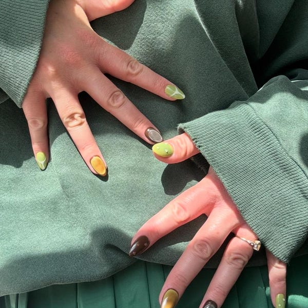 3D Multi-color Press on Nails: Freestyle Faux Acrylic Gel Nails - Etsy
