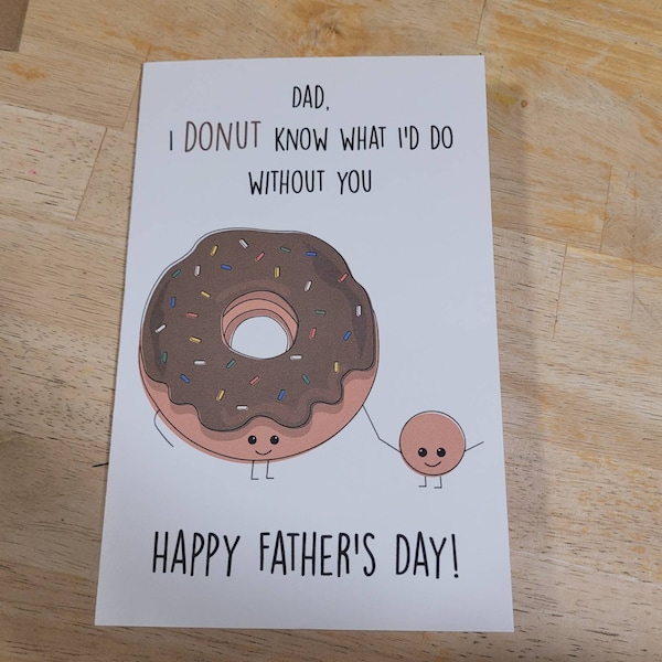 Father's Day Card, Donut Father's Day Card, Cute Father's Day Card, Pun ...