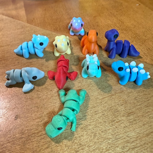 3D Printed Baby Dinosaur Fidget Toy Bundle, 3D Print Mini Cute Dino ...