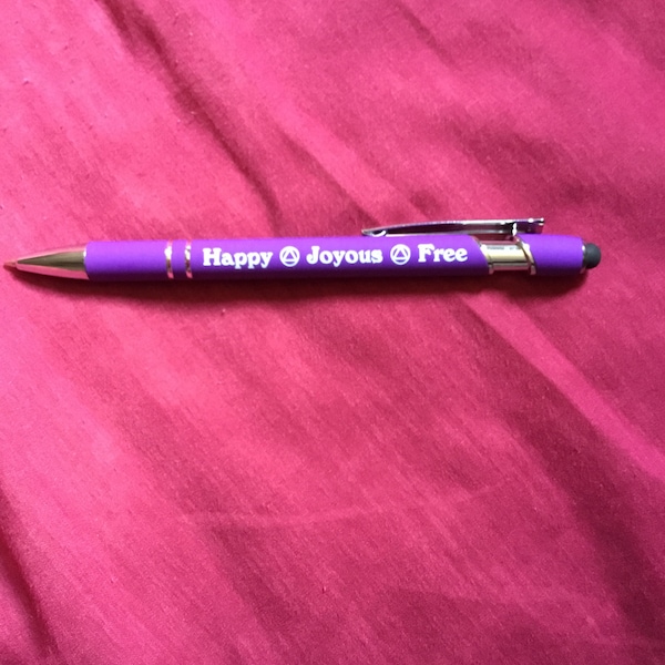 AA Recovery Slogans Ballpoint Pens | Comfort Grip With Rubber Stylus ...