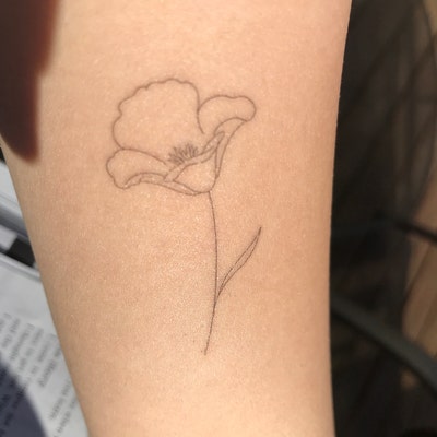 Fine Line Poppy Temporary Tattoo by Jakenowicz set of 3 - Etsy