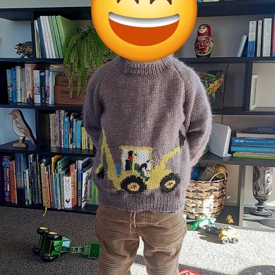 Children's Tractor Motif Sweater Knitting Pattern, Sizes 22 to 32 Inch ...