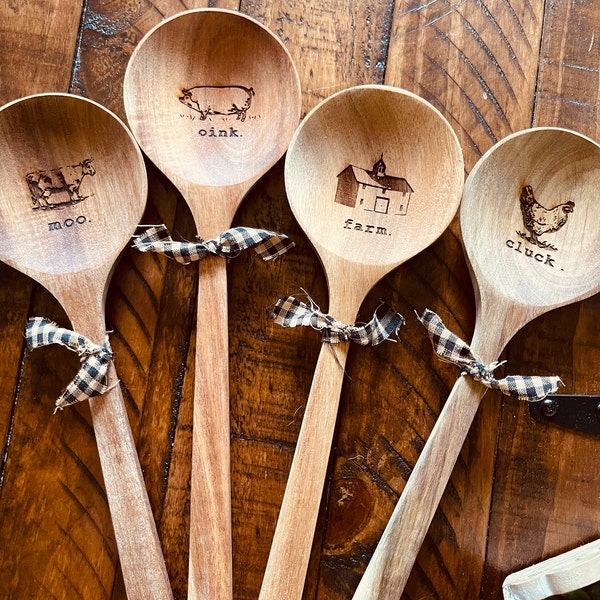 Rae Dunn Inspired Wooden Spoons - Etsy