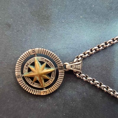 Handcrafted Sterling Silver Reversible Mens Compass Necklace, Men ...