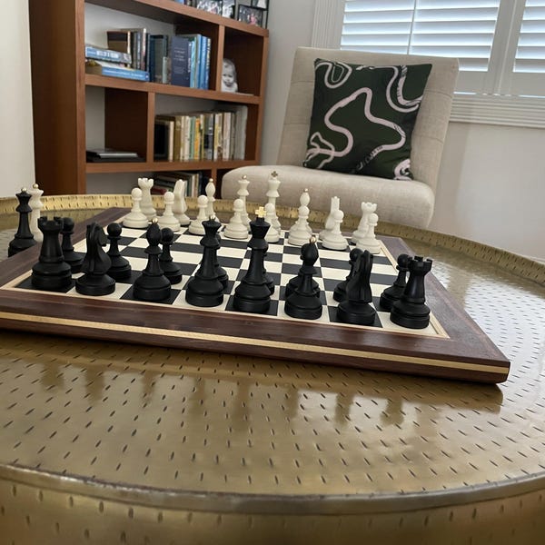 Luxury Tournament Chess Set, Large Chess Board, Gorgeous Walnut Brass ...