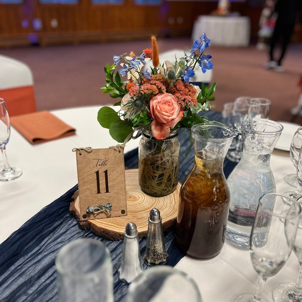 Eucalyptus & Floral Wood Wedding Table Numbers, Rustic Wedding Wooden ...